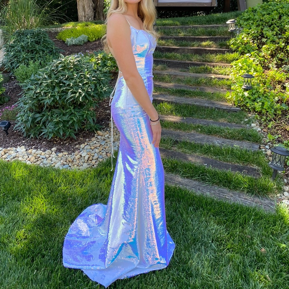 Vienna Iridescent Sequence Prom Dress - Gem